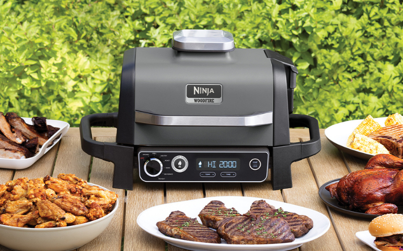 Ninja OG701UK Woodfire Electric BBQ Grill & Smoker - Grey Lid / Black ...